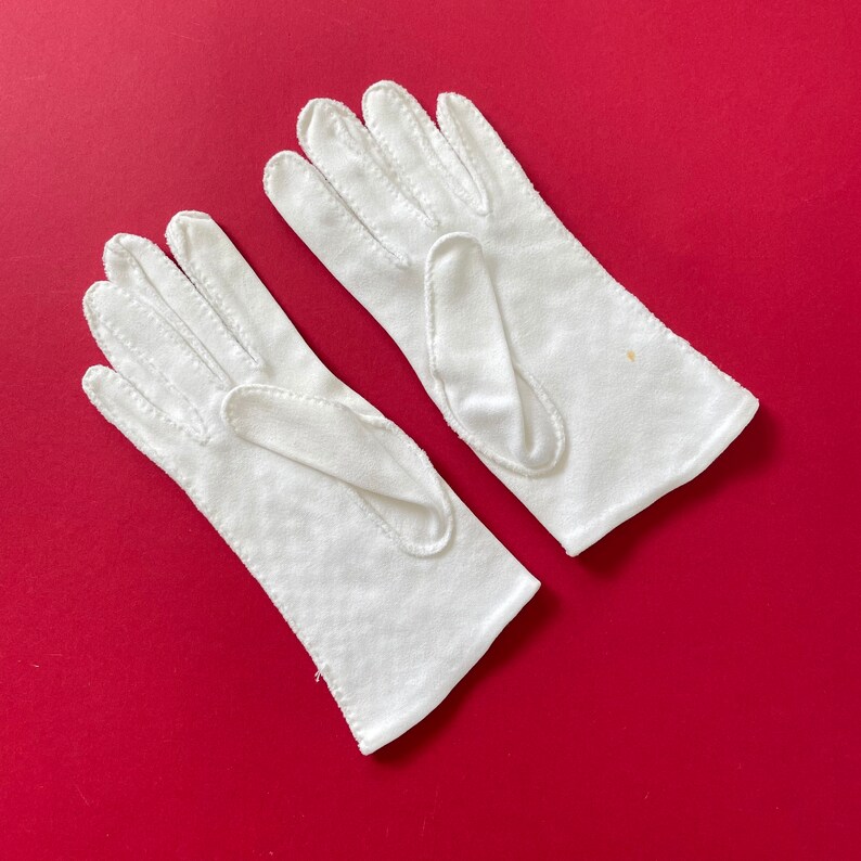 Vintage Bright White Short Formal Evening Gloves With Beading - Etsy