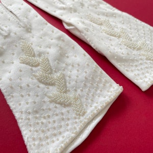 Vintage Bright White Short Formal Evening Gloves With Beading - Etsy
