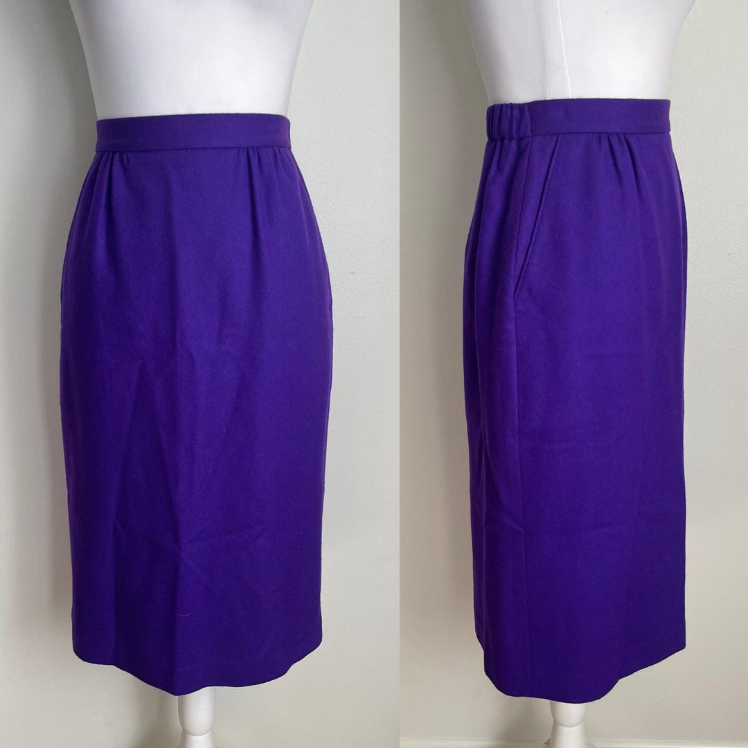 Vintage Bright Purple High Waist Wool Skirt XXS/XS - by KORET Petites ...