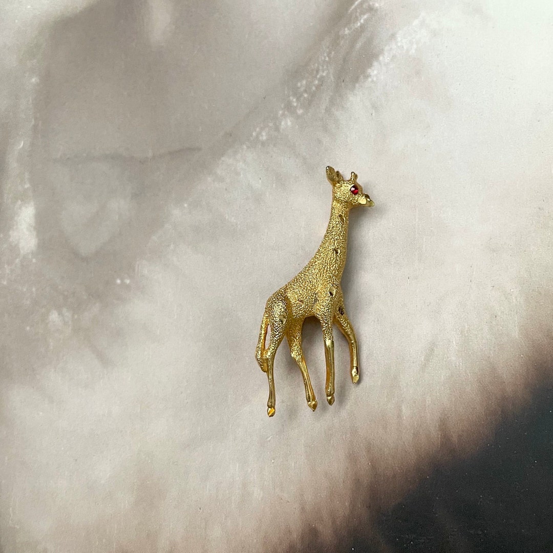 Vintage BSK Gold Giraffe Brooch Pin - Costume Jewelry - Etsy