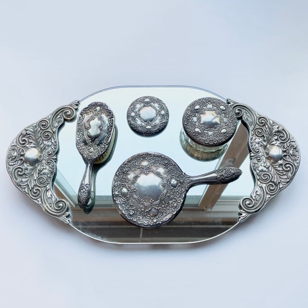 Silver Vanity Set - Etsy