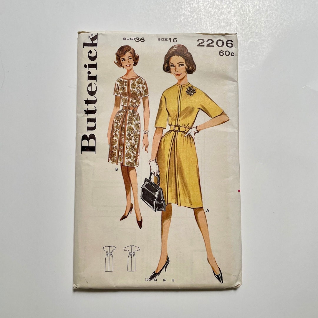 Butterick 2206 Vintage 1961 Sewing Pattern Size 16 Bust 36: Skirted ...