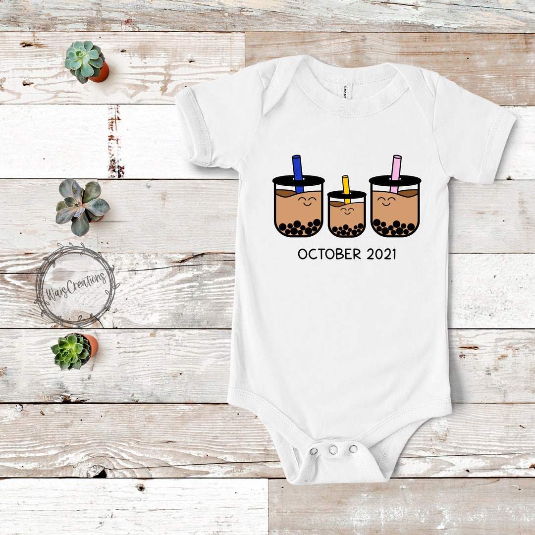 Boba Family Bubble Tea Family 2021 / 2022 Pregnancy Announcement Onesie ...