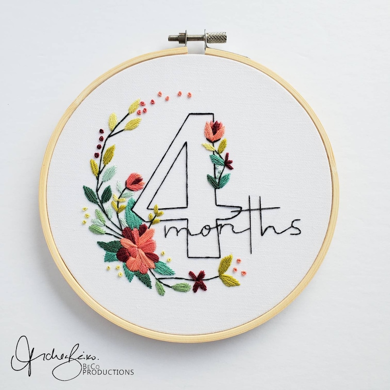 Baby Floral Milestones 6inch Hoops Embroidery Pattern & - Etsy