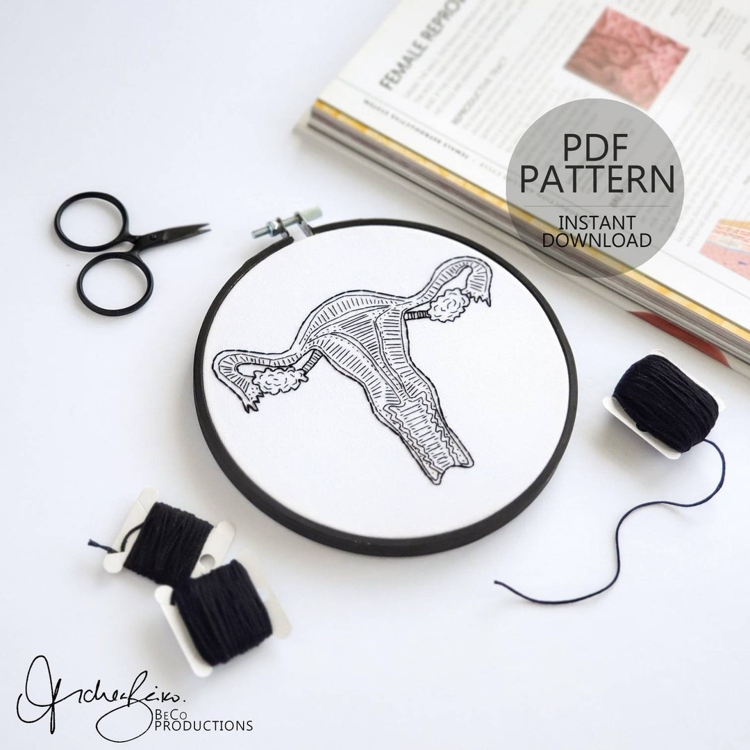 Female Reproductive System Embroidery Pattern - DIY Digital Download ...