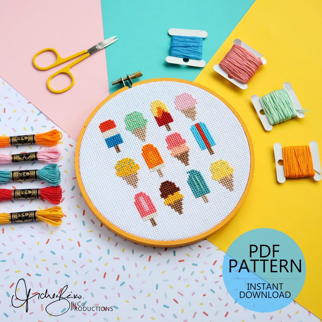 Ice Cream and Ice Pop Grid - PDF Digital Download - Cross Stitch ...