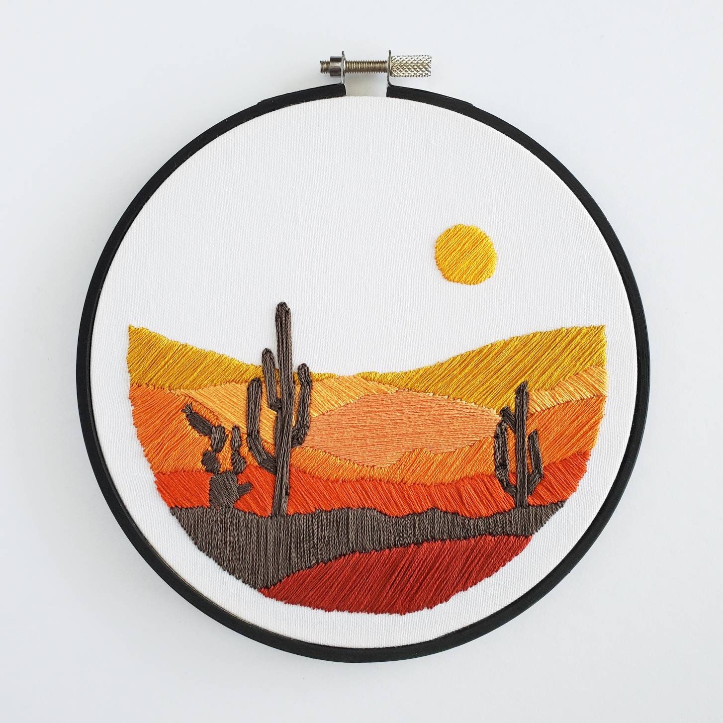 Desert Landscape Satin Stitch Embroidery Pattern & Guide PDF - Etsy