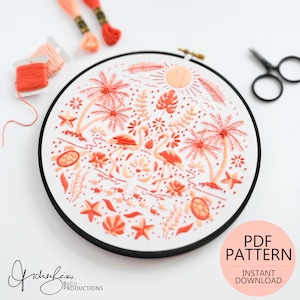 JULY Monthly Monochromatic Folk Art Inspired Series Embroidery Pattern ...