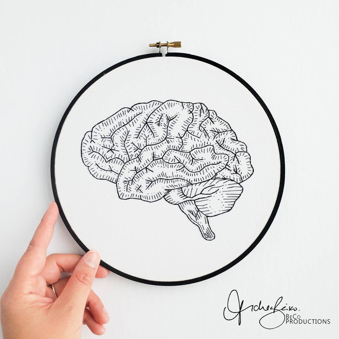 Brain Anatomy Embroidery - Finished Embroidery (8-inch Hoop) - Original ...