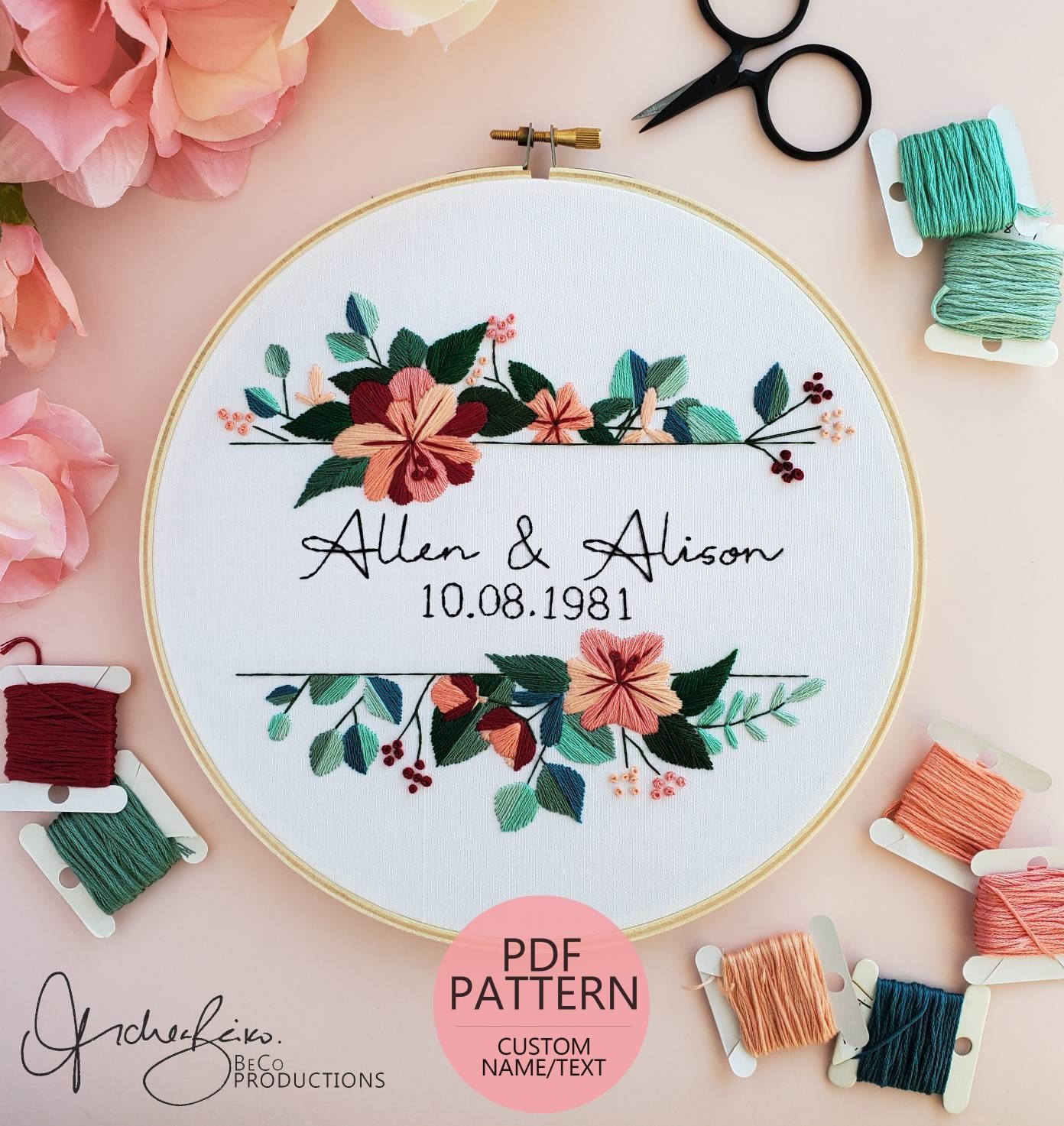 Custom Name/surname DIY Embroidery Digital Download Pattern | Etsy