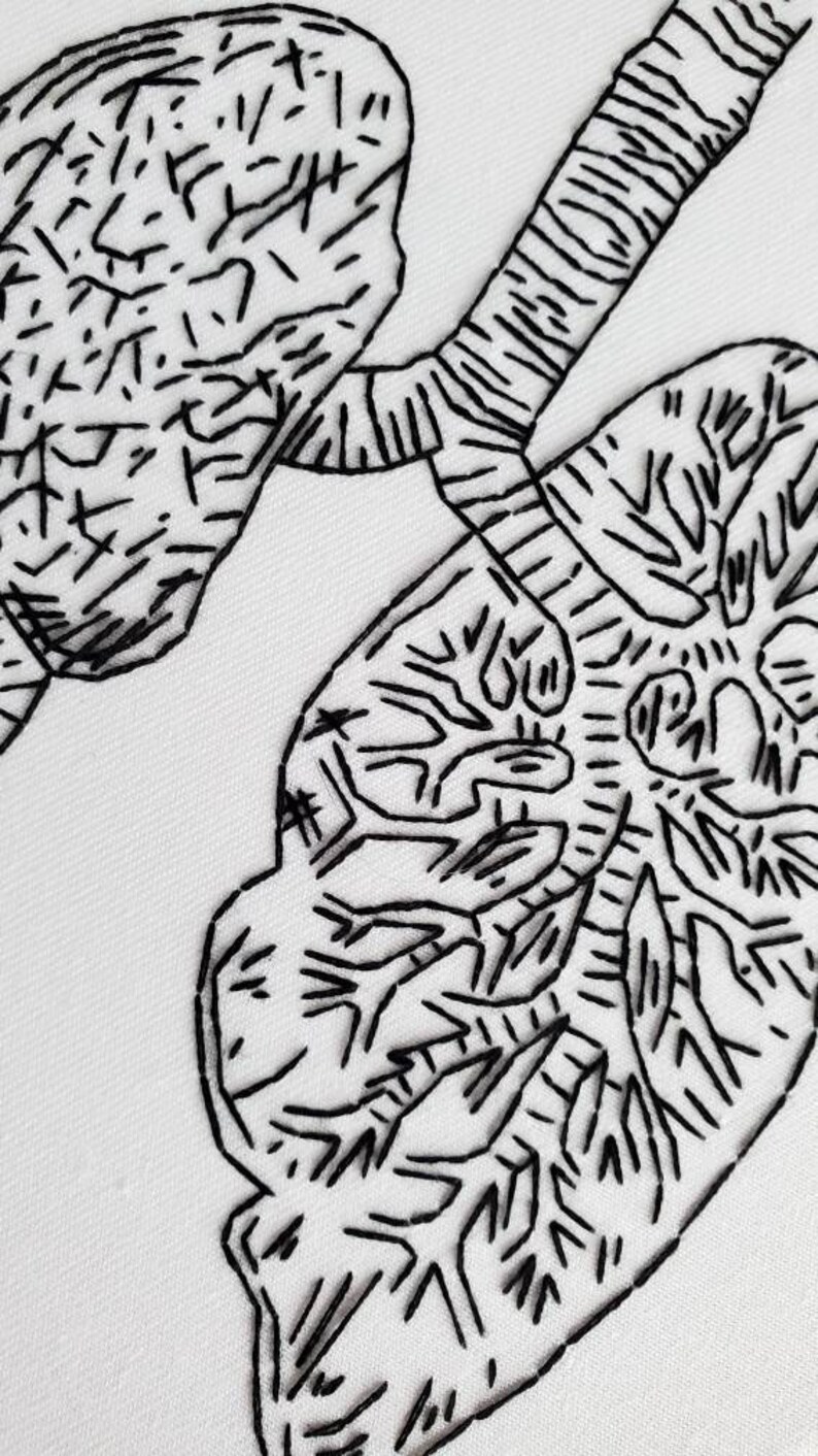 Lungs Anatomy Embroidery Pattern DIY Digital Download PDF | Etsy
