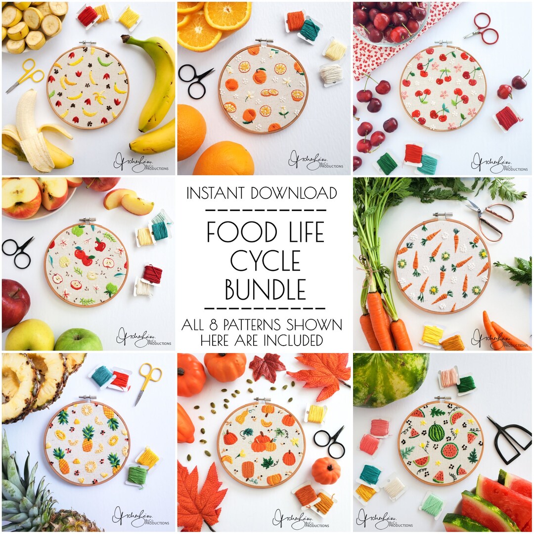 Food Life Cycle Embroidery BUNDLE - DIY Digital Download, PDF Pattern ...