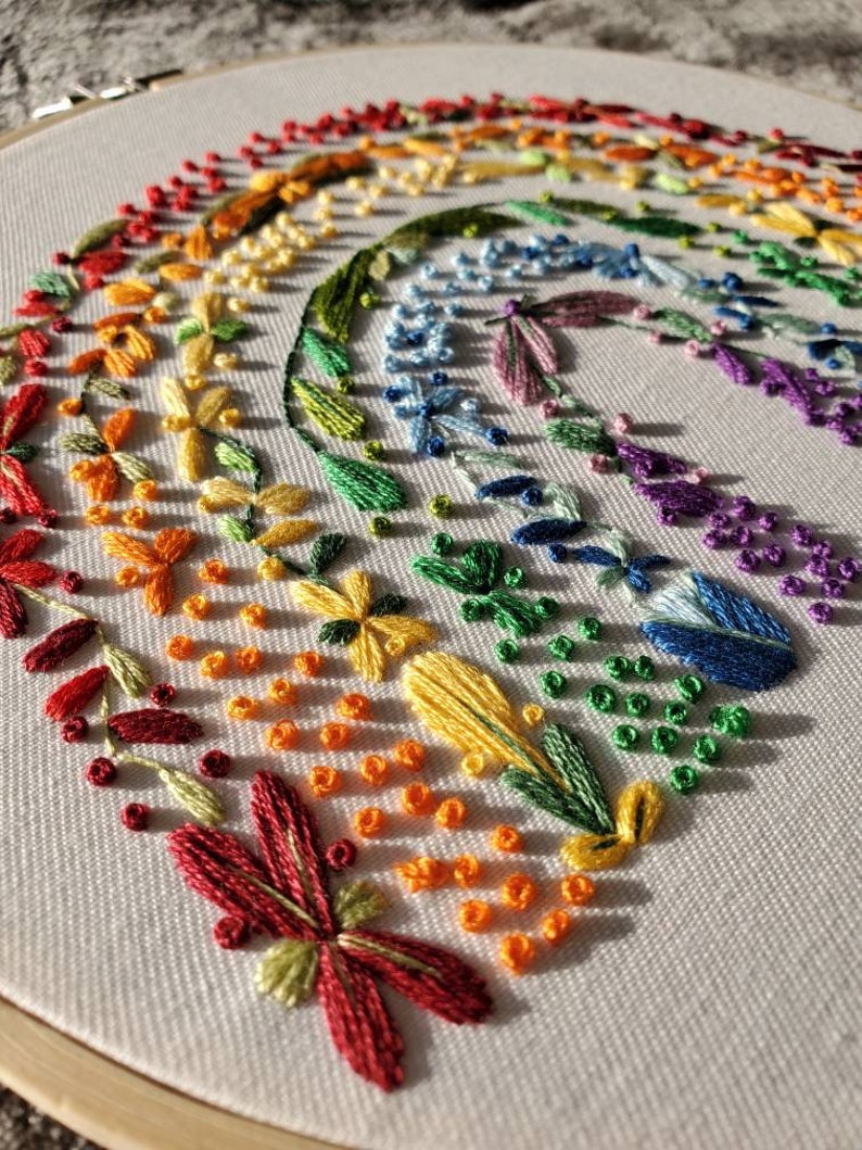 Large Floral Rainbow Embroidery Pattern & Guide PDF Digital - Etsy