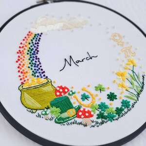 MARCH Monthly Series Wreath - PDF Digital Download Embroidery Pattern ...