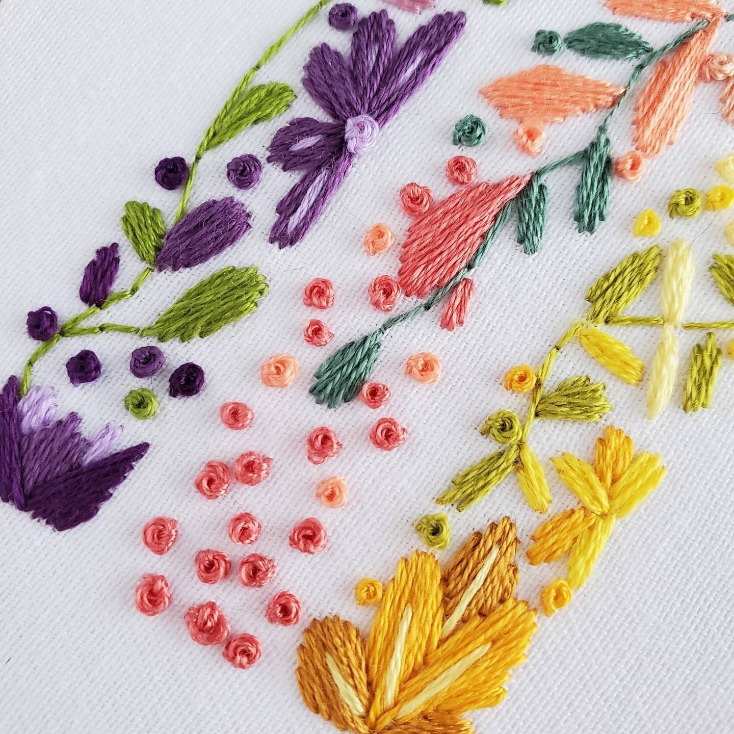 Original Floral Rainbow Embroidery Pattern & Guide PDF | Etsy
