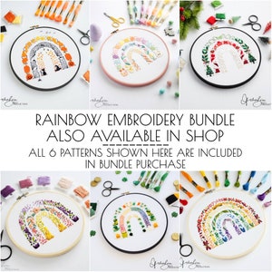Original Floral Rainbow Embroidery Pattern & Guide PDF - Etsy