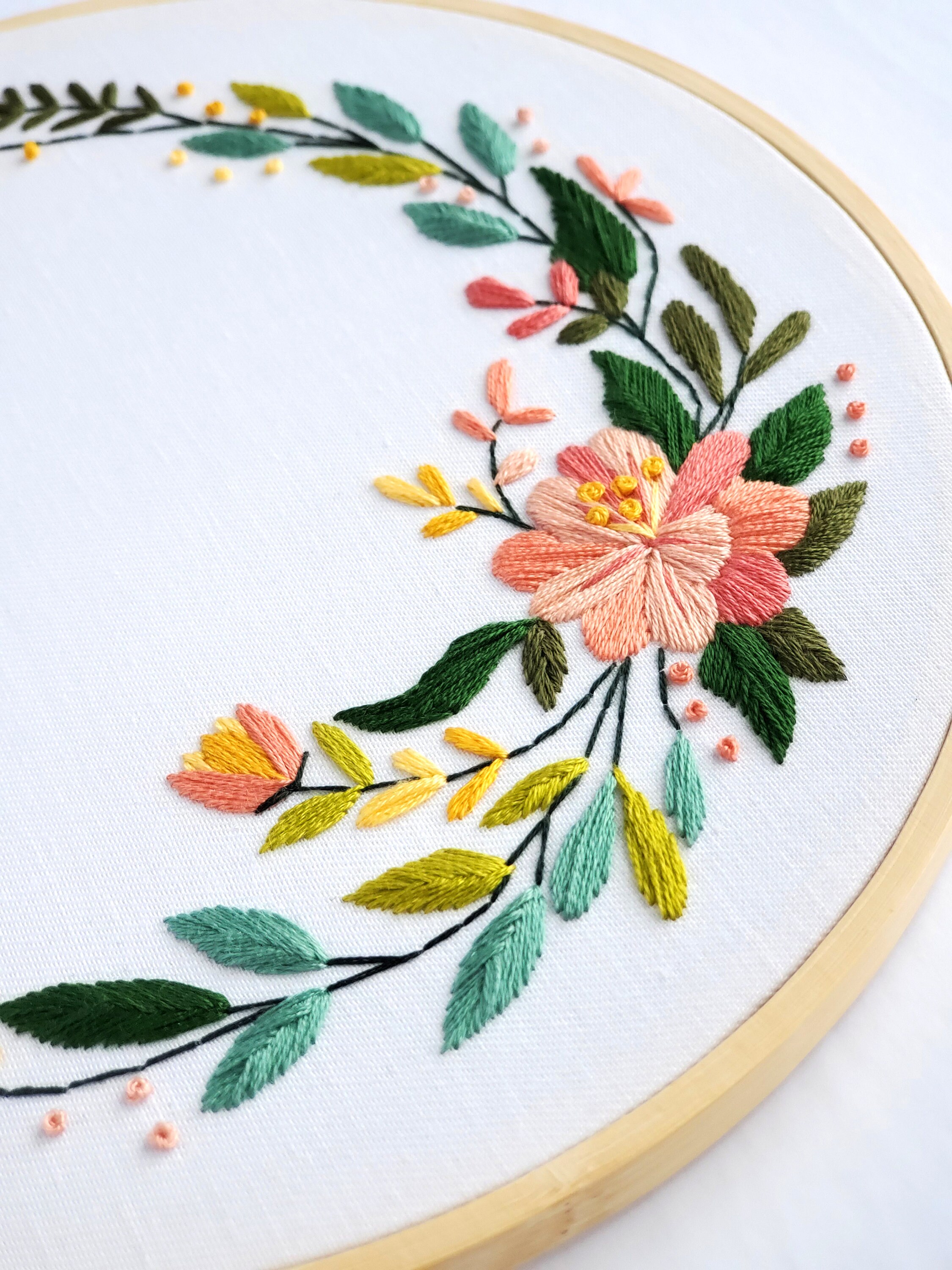 Floral Wreath Alphabet Embroidery Pattern Guide Letters A Z Pdf