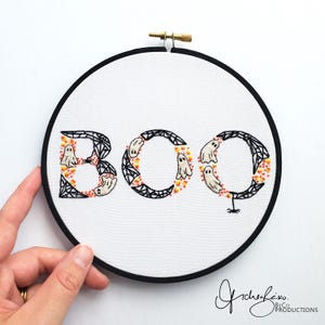 BOO Text Halloween Embroidery Pattern & Guide - PDF Digital Download ...