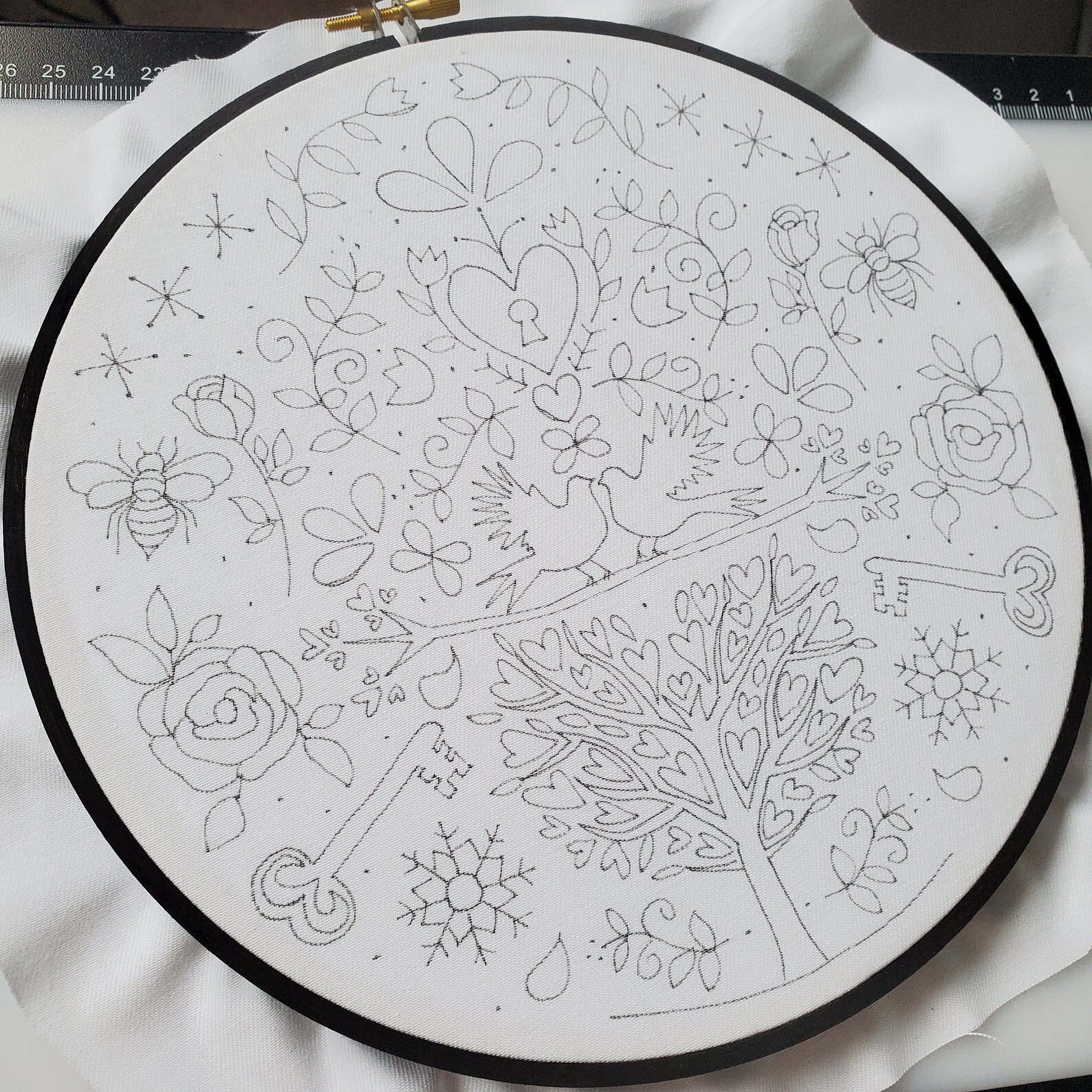 FEBRUARY Monthly Monochromatic Folk Art Inspired Series Embroidery ...