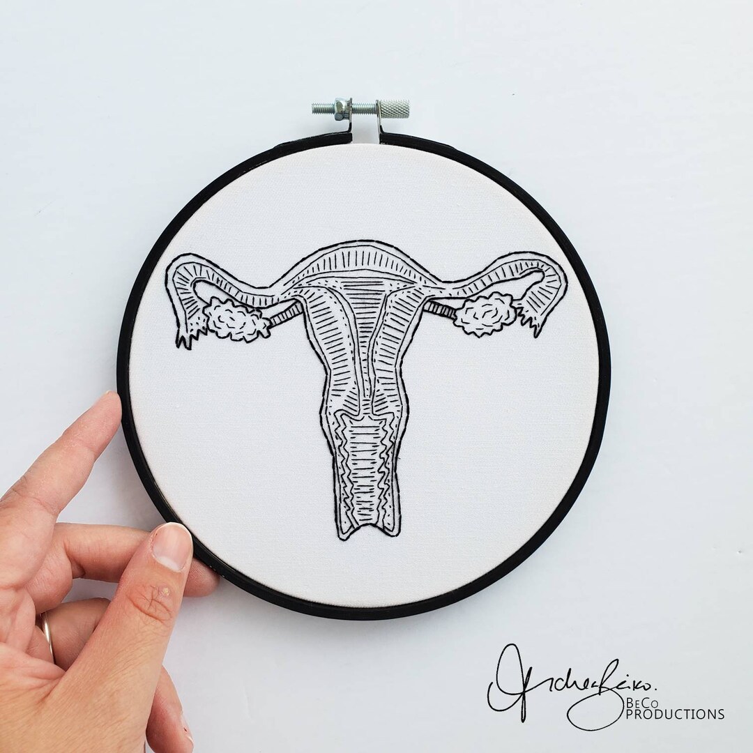 Female Reproductive System Embroidery - Uterus Embroidery - Finished ...