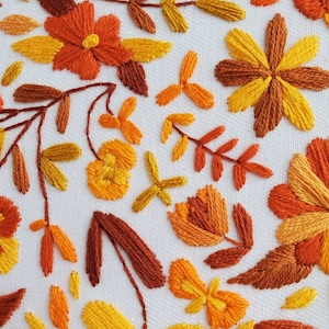 Orange Full Floral Embroidery Pattern & Guide - PDF Digital Download ...