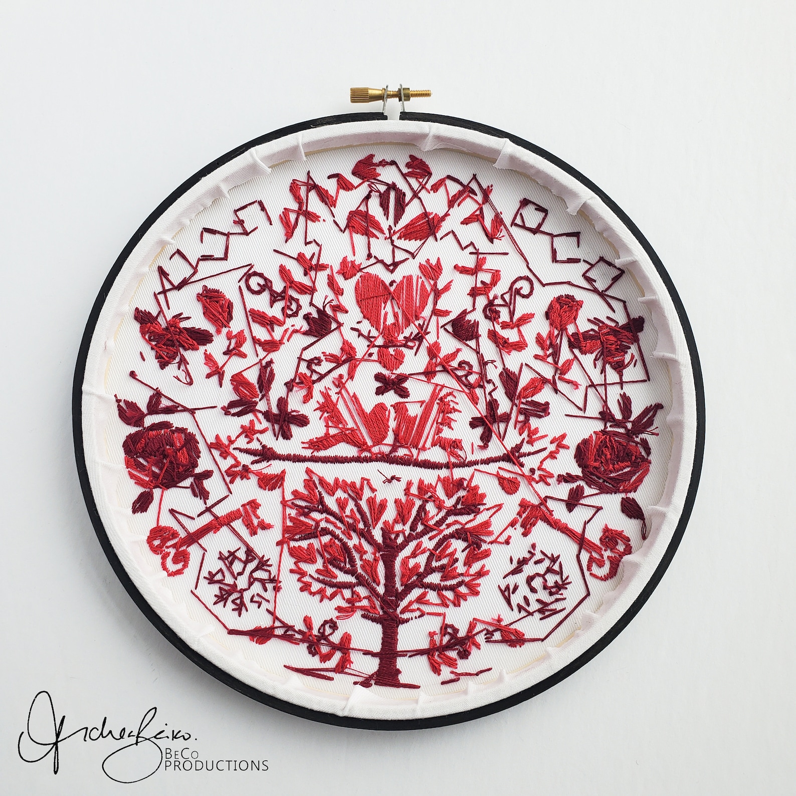 FEBRUARY Monthly Monochromatic Folk Art Inspired Series Embroidery ...