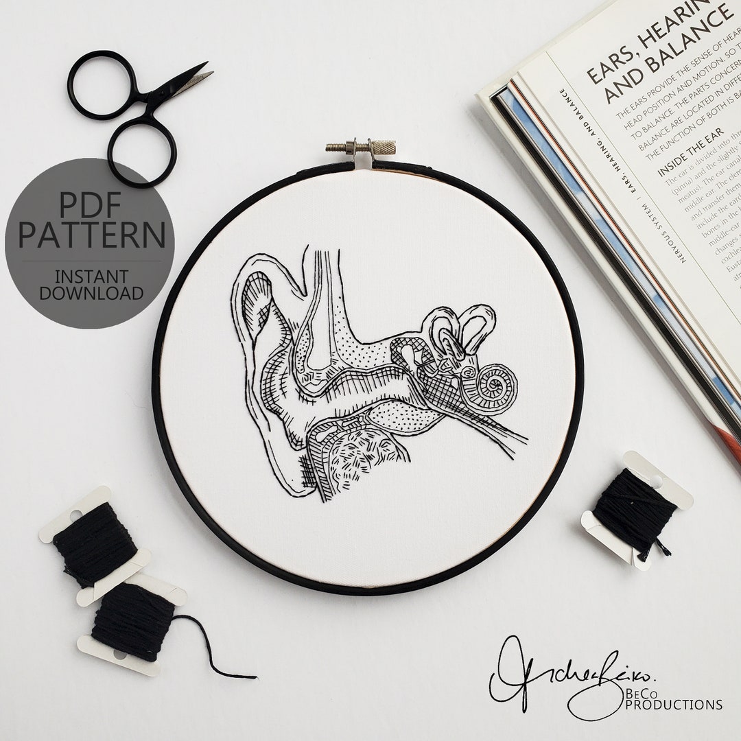 Ear and Inner Ear Anatomy Embroidery Pattern - DIY Digital Download ...