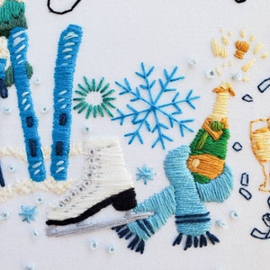 JANUARY Monthly Series Wreath Embroidery Pattern & Guide - DIY Digital ...