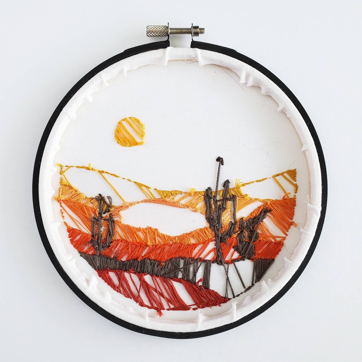 Desert Landscape Satin Stitch Embroidery Pattern & Guide PDF - Etsy