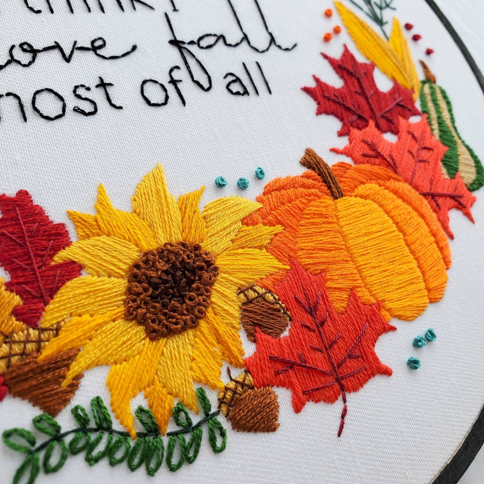 I Think I Love Fall Most of All Embroidery Pattern & Guide - Digital ...