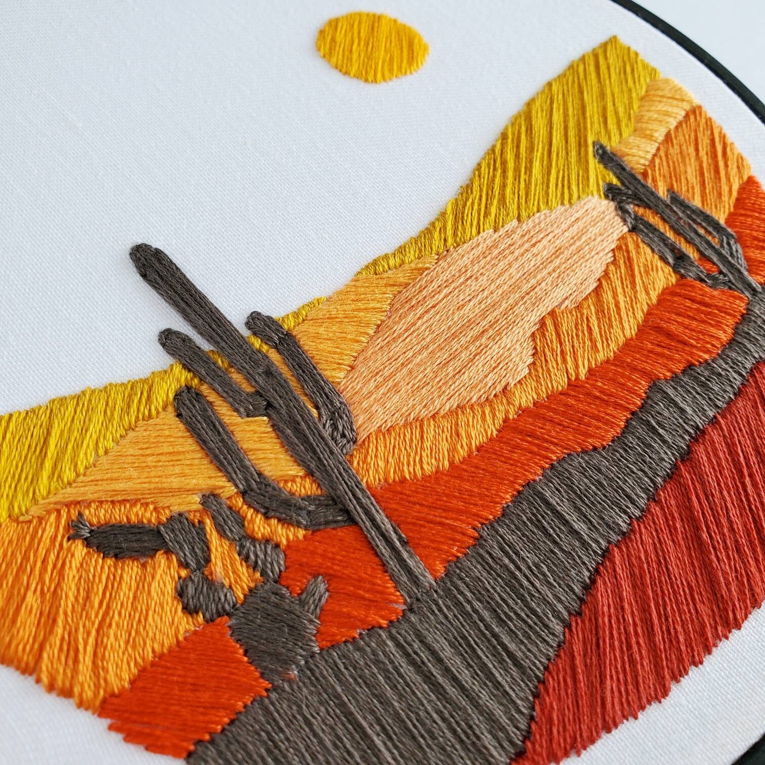 Desert Landscape Satin Stitch Embroidery Pattern & Guide PDF - Etsy