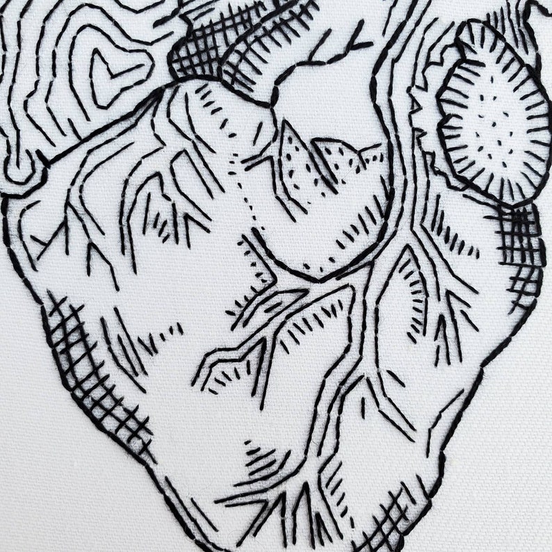 Heart Anatomy Embroidery Pattern DIY Digital Download PDF | Etsy