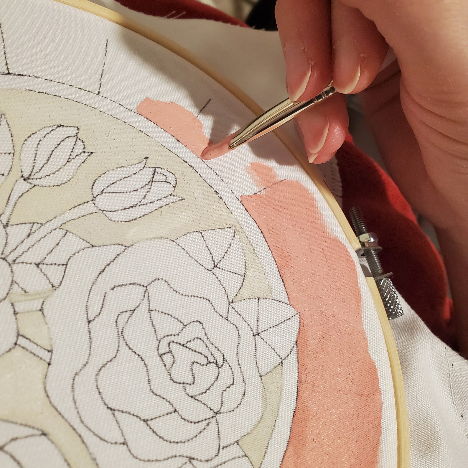 FEBRUARY Roses Stained Glass Monthly Series Embroidery Pattern & Guide ...