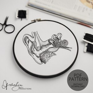 Ear and Inner Ear Anatomy Embroidery Pattern - DIY Digital Download ...