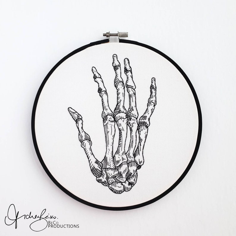 Skeletal Hand Embroidery Pattern DIY Digital Download PDF - Etsy