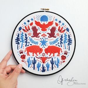 USA American Folk Art Inspired Series - PDF Digital Download Embroidery ...