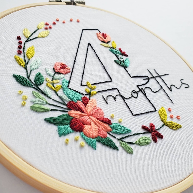 Baby Floral Milestones 6inch Hoops Embroidery Pattern & - Etsy
