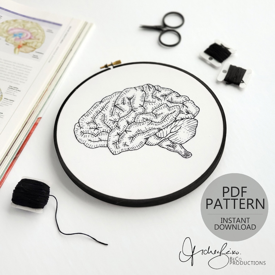 Brain Anatomy Embroidery Pattern - DIY Digital Download - PDF Pattern ...