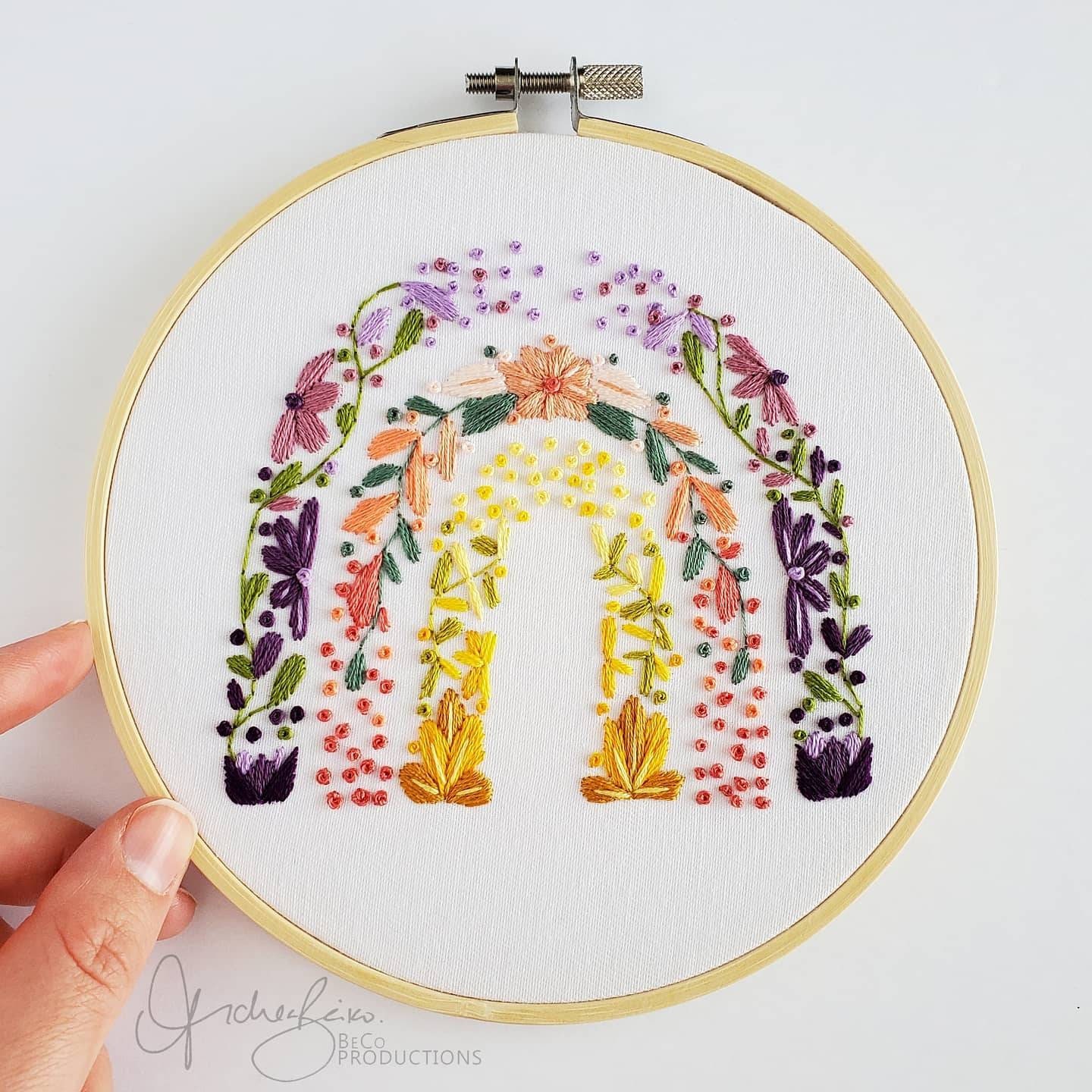 Original Floral Rainbow Embroidery Pattern & Guide PDF | Etsy