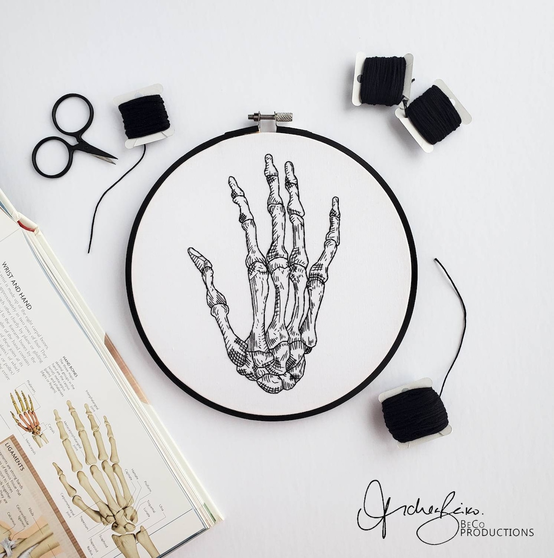 Skeletal Hand Embroidery Pattern DIY Digital Download PDF | Etsy