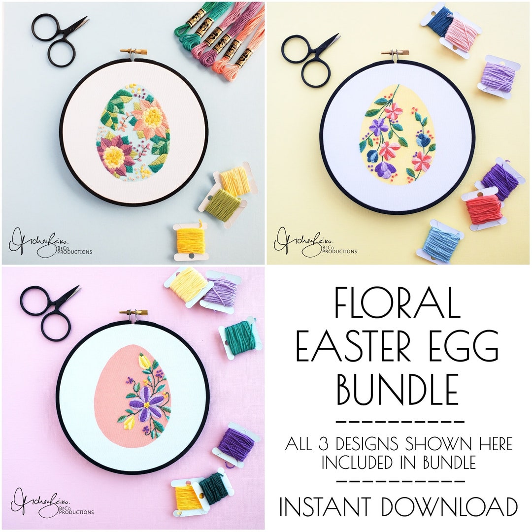 Floral Easter Egg BUNDLE - PDF Digital Download Embroidery Pattern ...