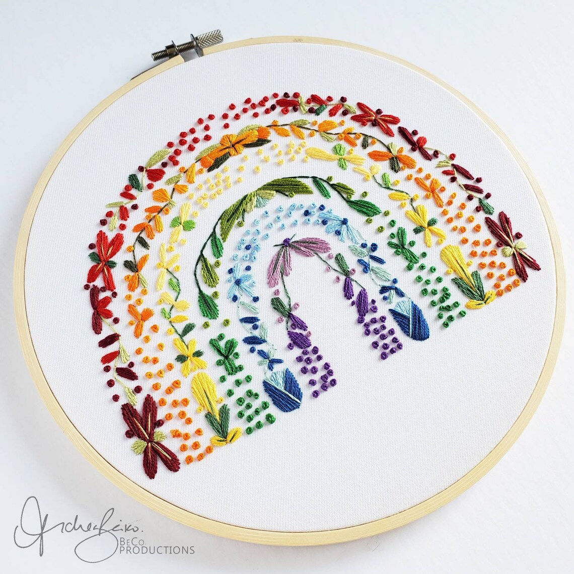 Large Floral Rainbow Embroidery Pattern & Guide PDF Digital - Etsy Canada