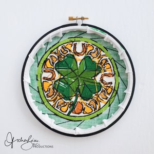 MARCH Four Leaf Clover Stained Glass Monthly Series Embroidery Pattern ...