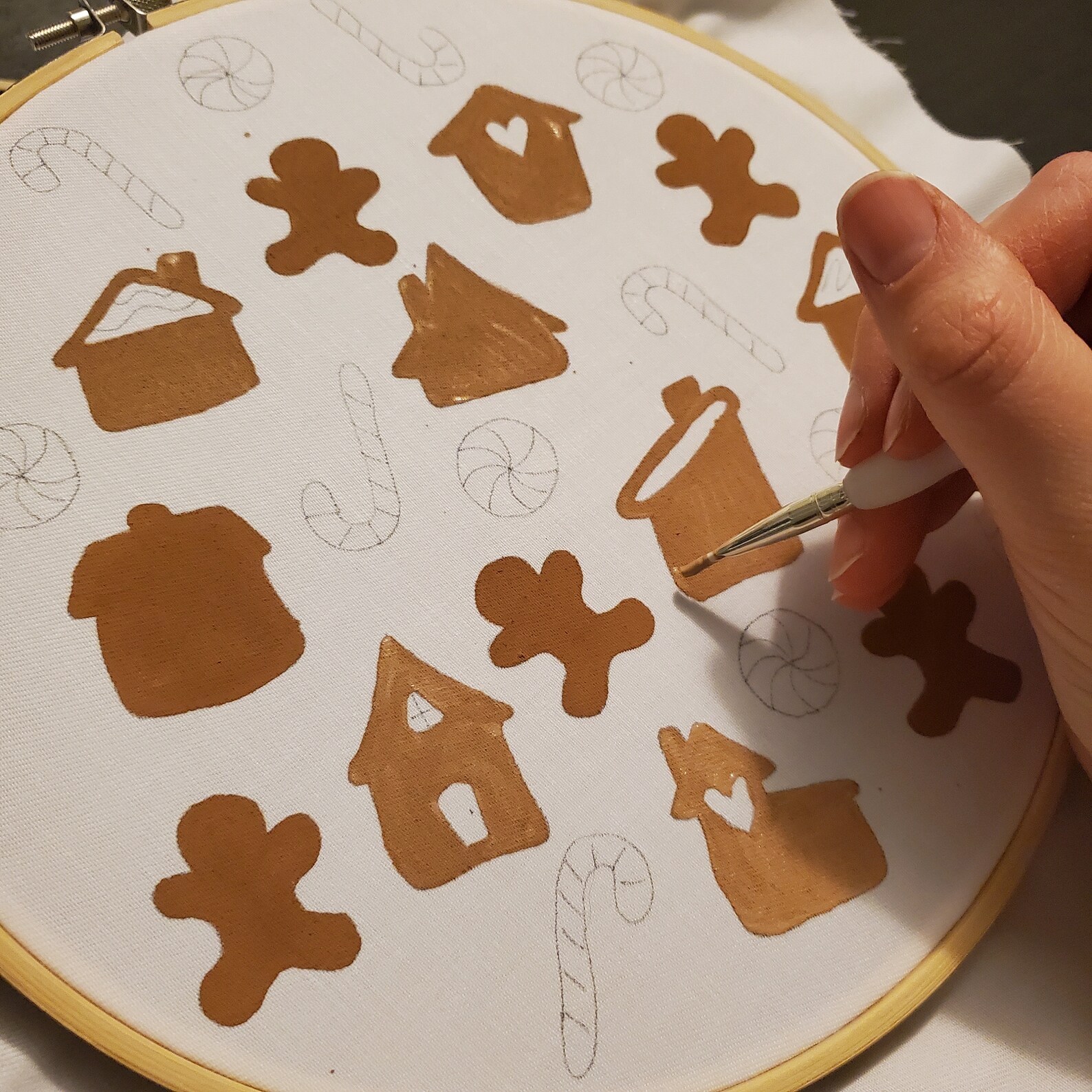 Gingerbread and Candy Cane Print - PDF Digital Download Embroidery ...