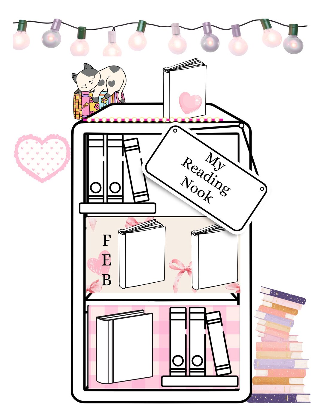 Cozy Reading Printable, February to Be Read, Book Lover Art, Reading ...