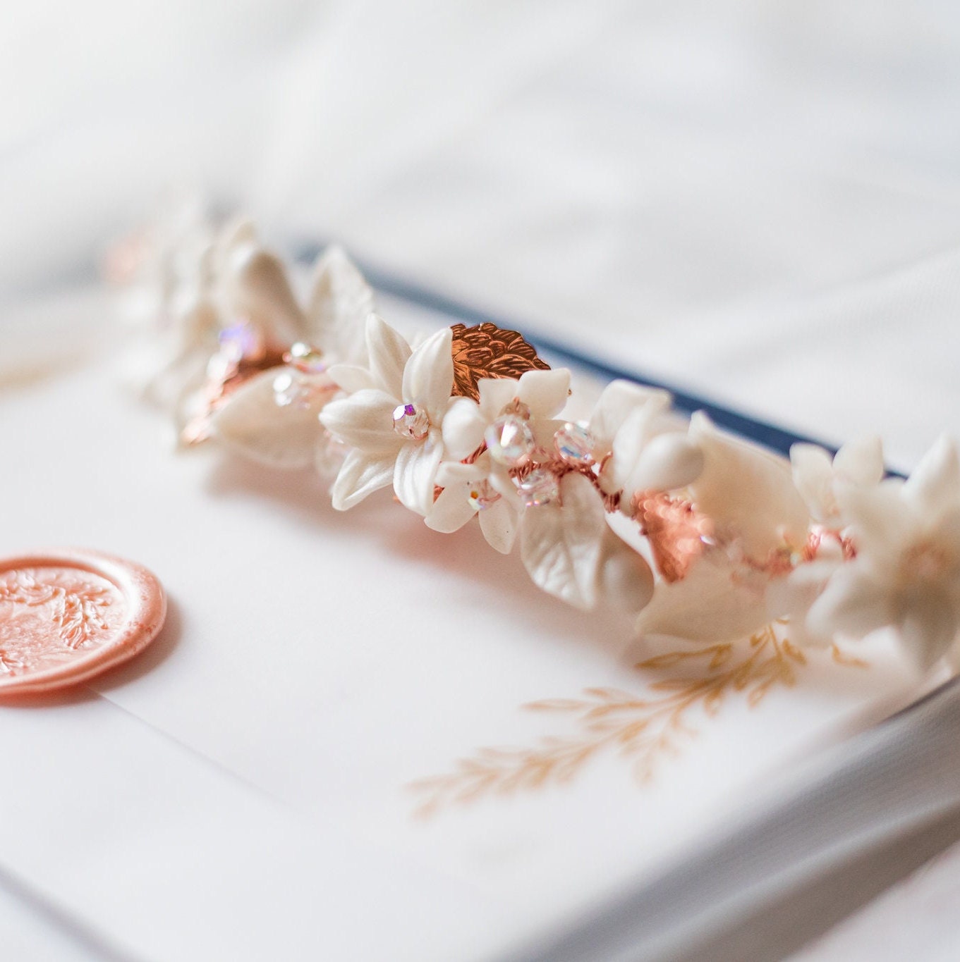 Rose Gold Bridal Hair Vine Leaf Wedding Hair Vine With - Etsy