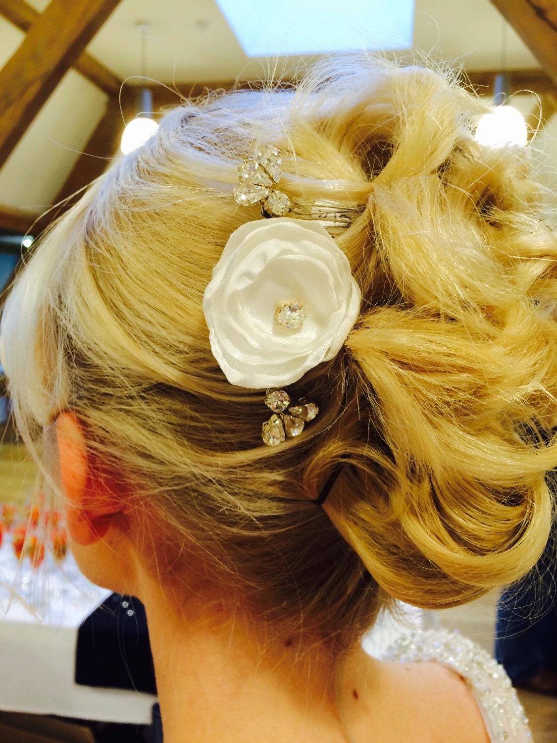 Bethany Floral & Diamante Bridal Comb - Etsy