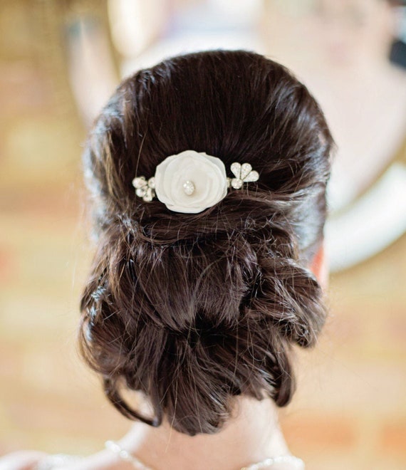 Bethany Floral & Diamante Bridal Comb | Etsy