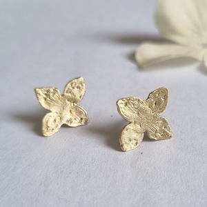 Gold Flower Studs, 14k Gold Earrings, Solid Gold Earrings, Small Flower Earrings, Romantic ...