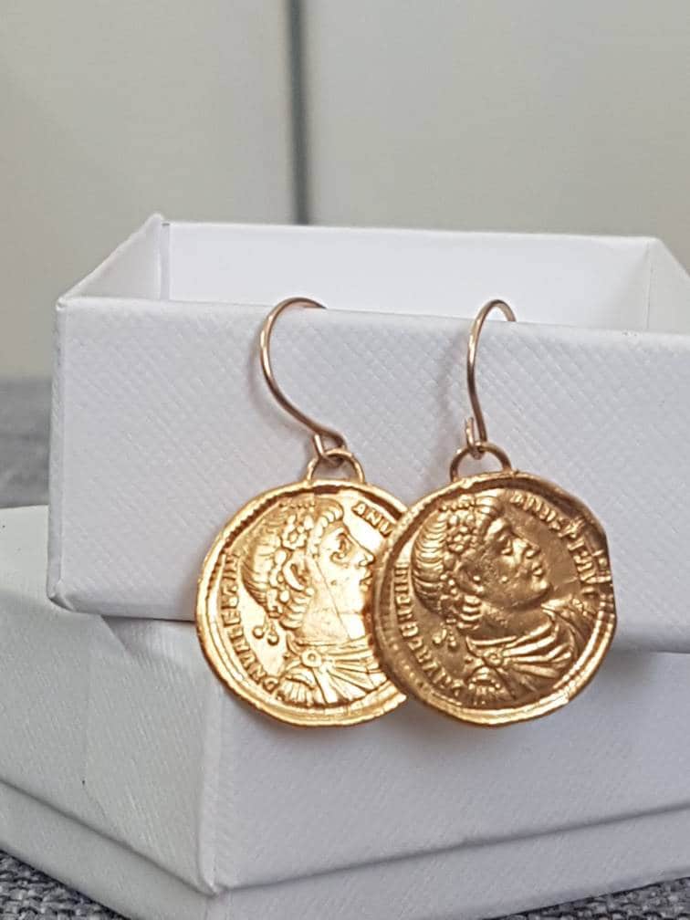 Gold Coin Earrings Antique Coin Earrings Dangle Coin | Etsy